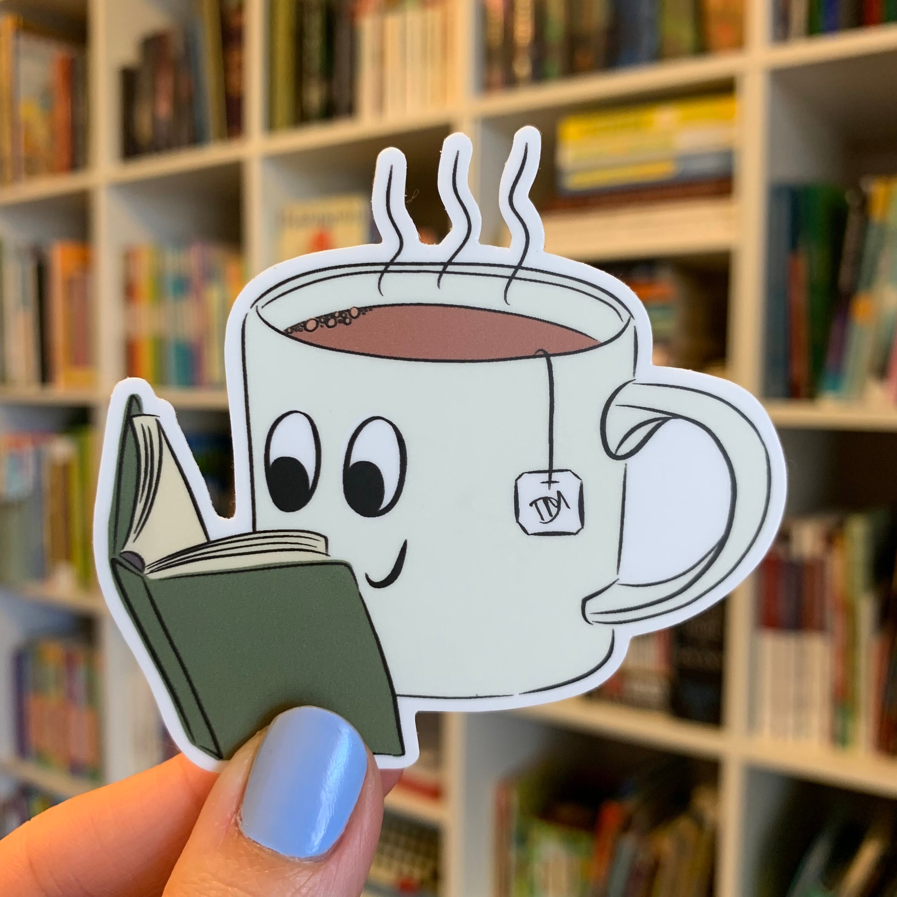 Tea Mug Sticker Reading Sticker Matte Vinyl Sticker Book Sticker Gift ...