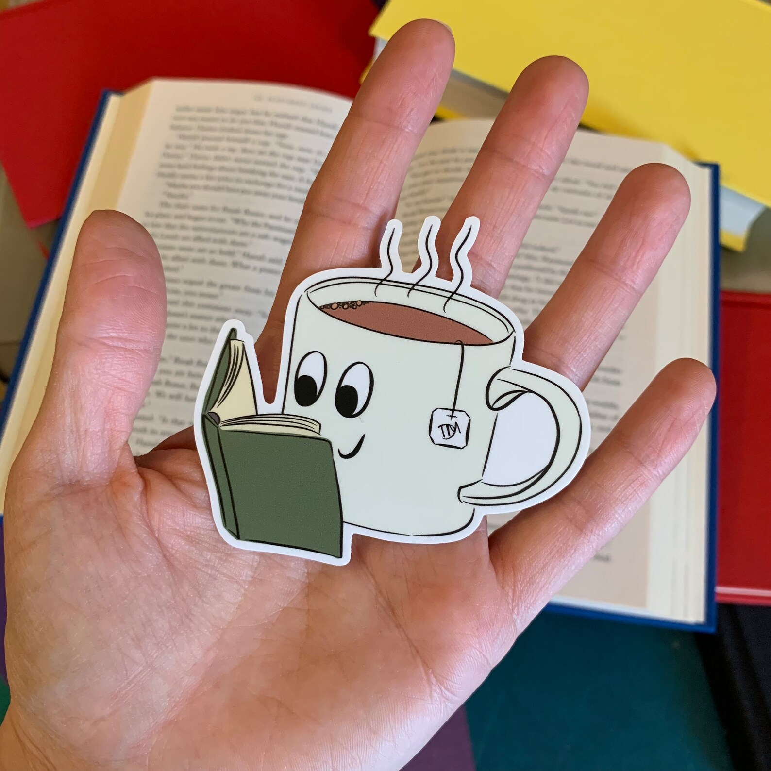 Tea Mug Sticker Reading Sticker Matte Vinyl Sticker Book Sticker Gift ...