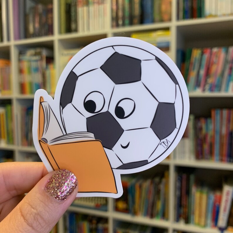 Soccer Ball Reading Book Sticker: Matte Vinyl Futbol Sticker - Etsy