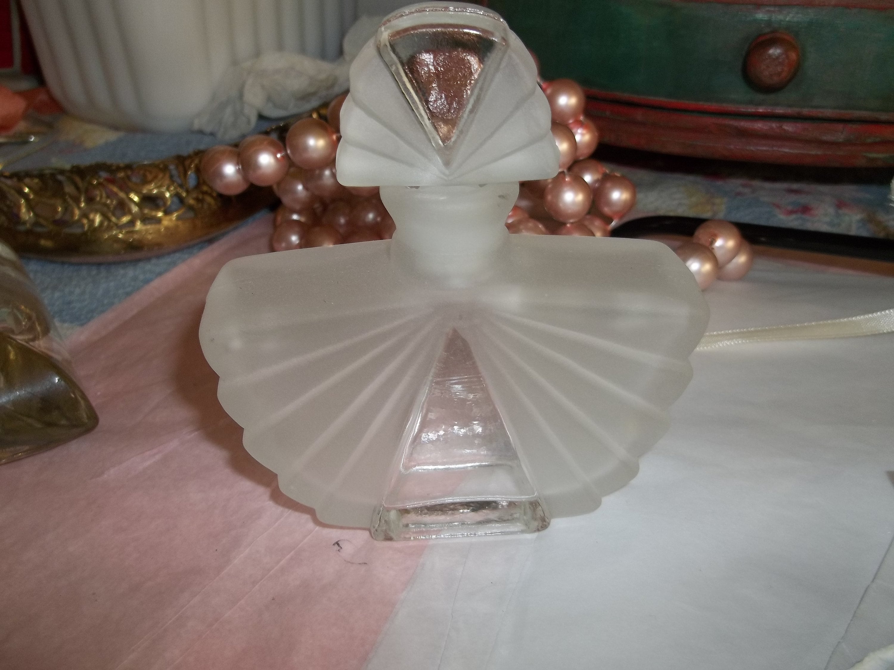 Vintage Art Deco Frosted Glass Perfume Bottle Irice Czech - Etsy