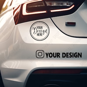 Car Sticker Mockup | Bumper Sticker Mockup | Round Sticker Mockup | Car ...