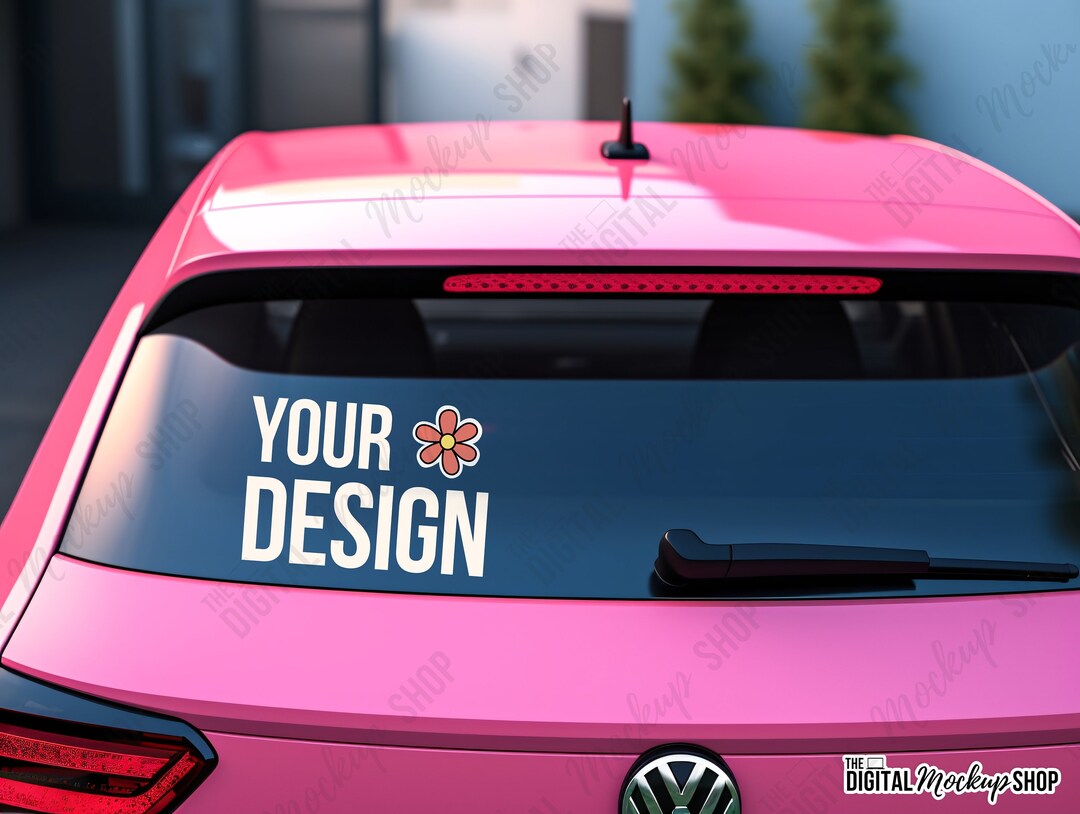 Pink Car Window Mockup | Car Sticker Mockup | Rear Window Mockup | Car ...