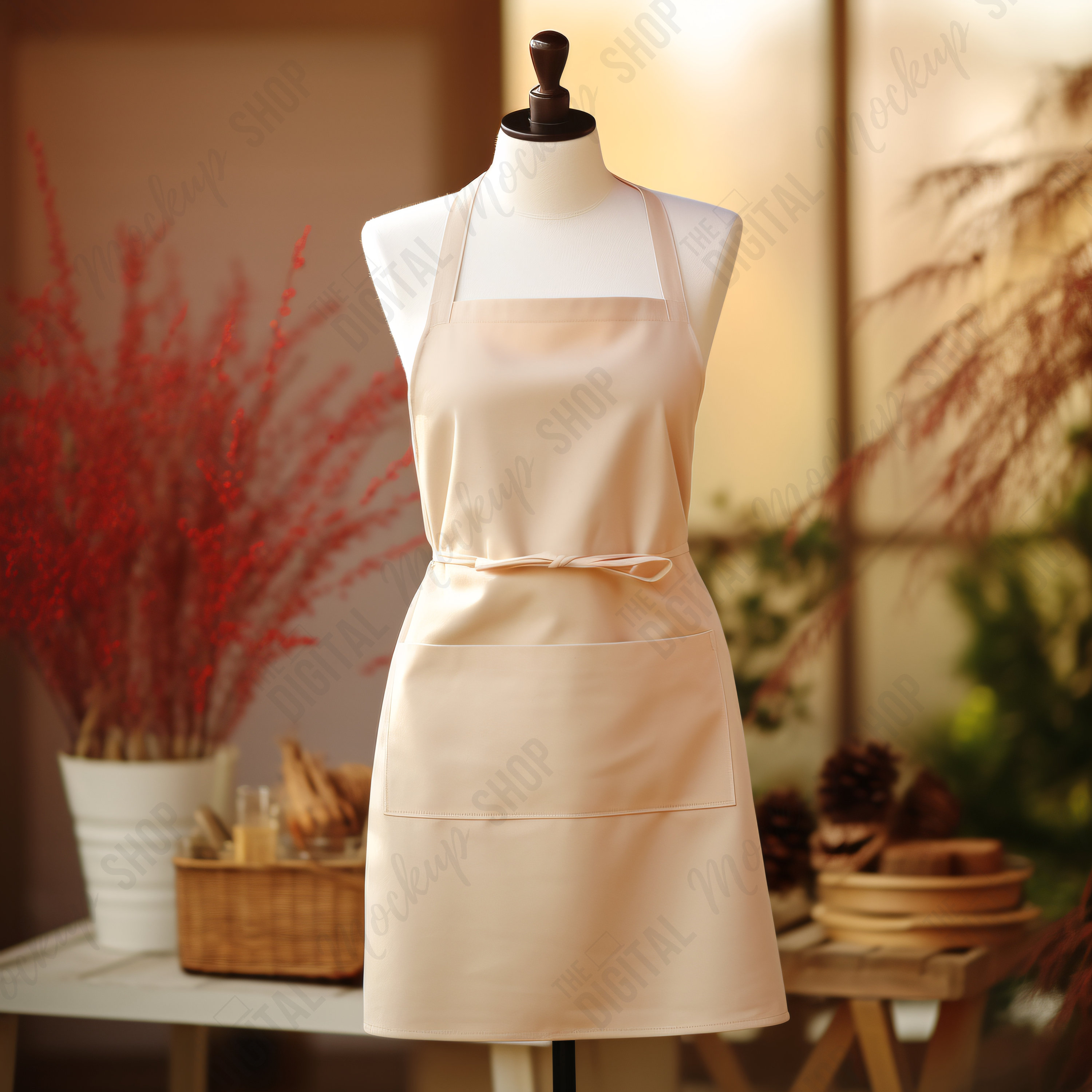 Sand Apron Mockup | Beige Kitchen Apron Mockup | Chef Apron Mockup ...