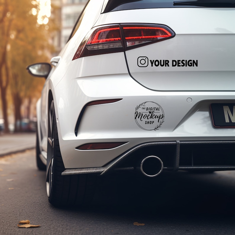 Car Sticker Mockup Bumper Sticker Mockup Round Sticker Mockup Car Decal ...