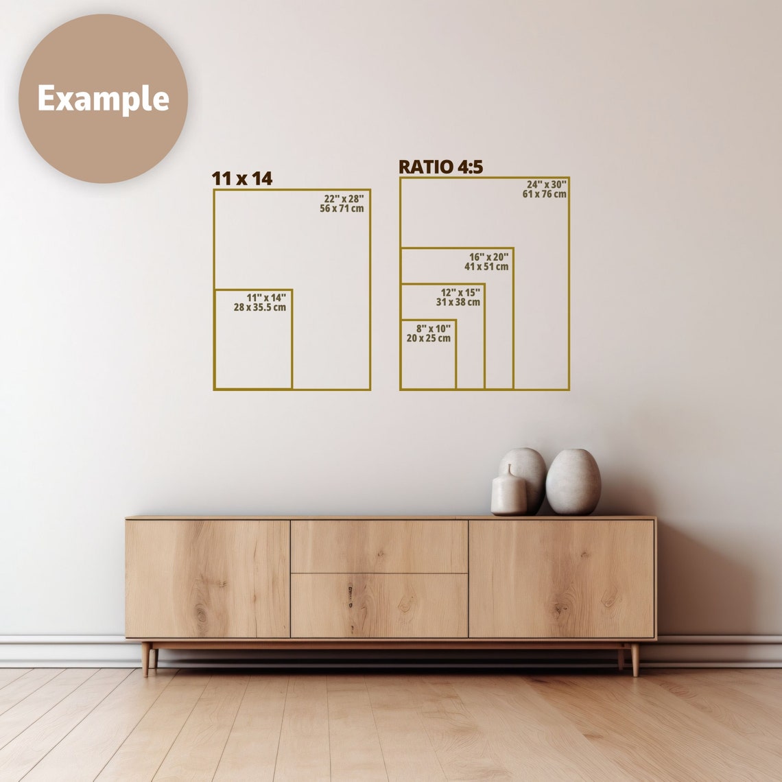 Wall Art Size Guide Template: Printable Chart (digital JPEG) - Etsy