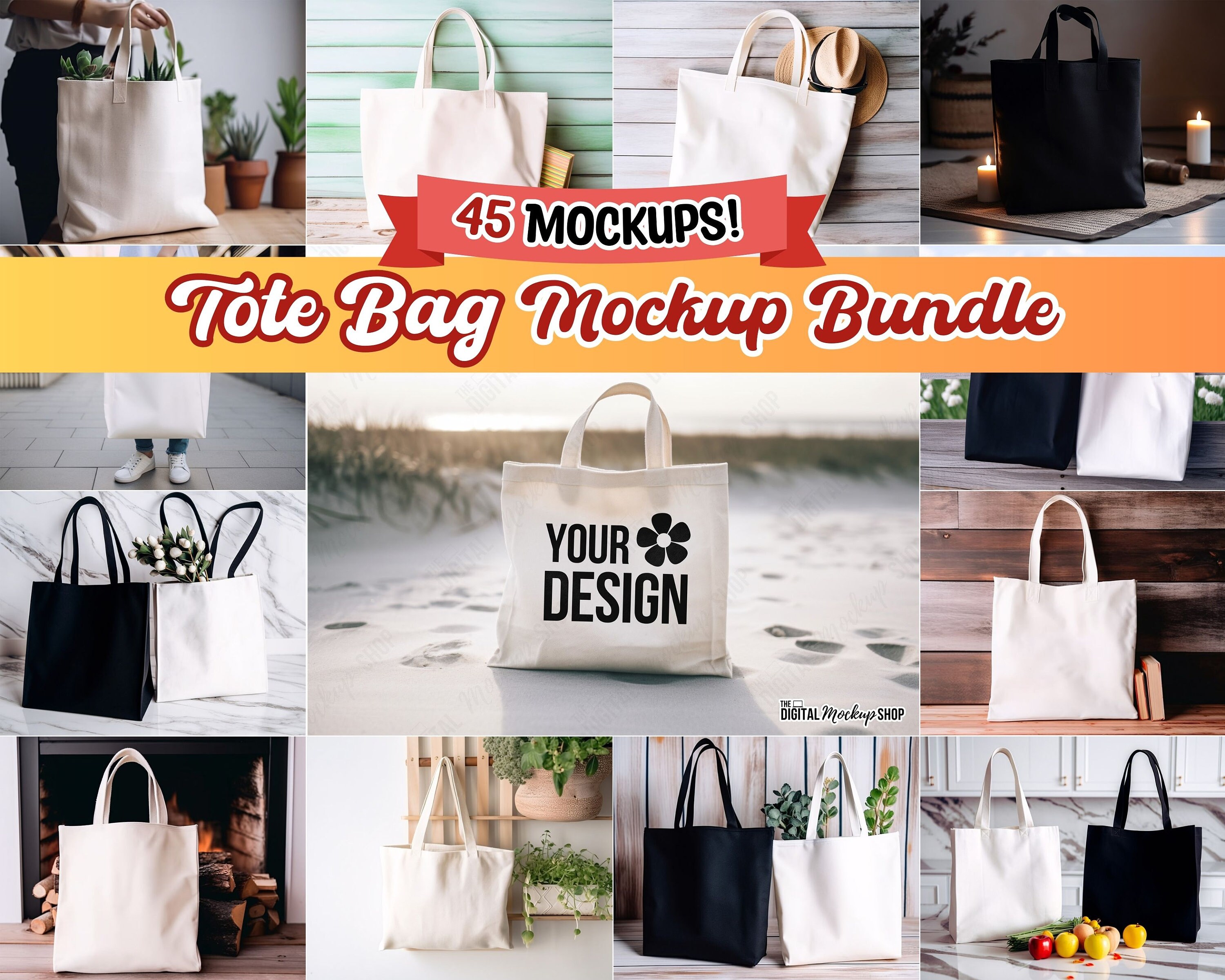 BIG Tote Bag Mockup BUNDLE Shopping Bag Mock Ups Totebag - Etsy