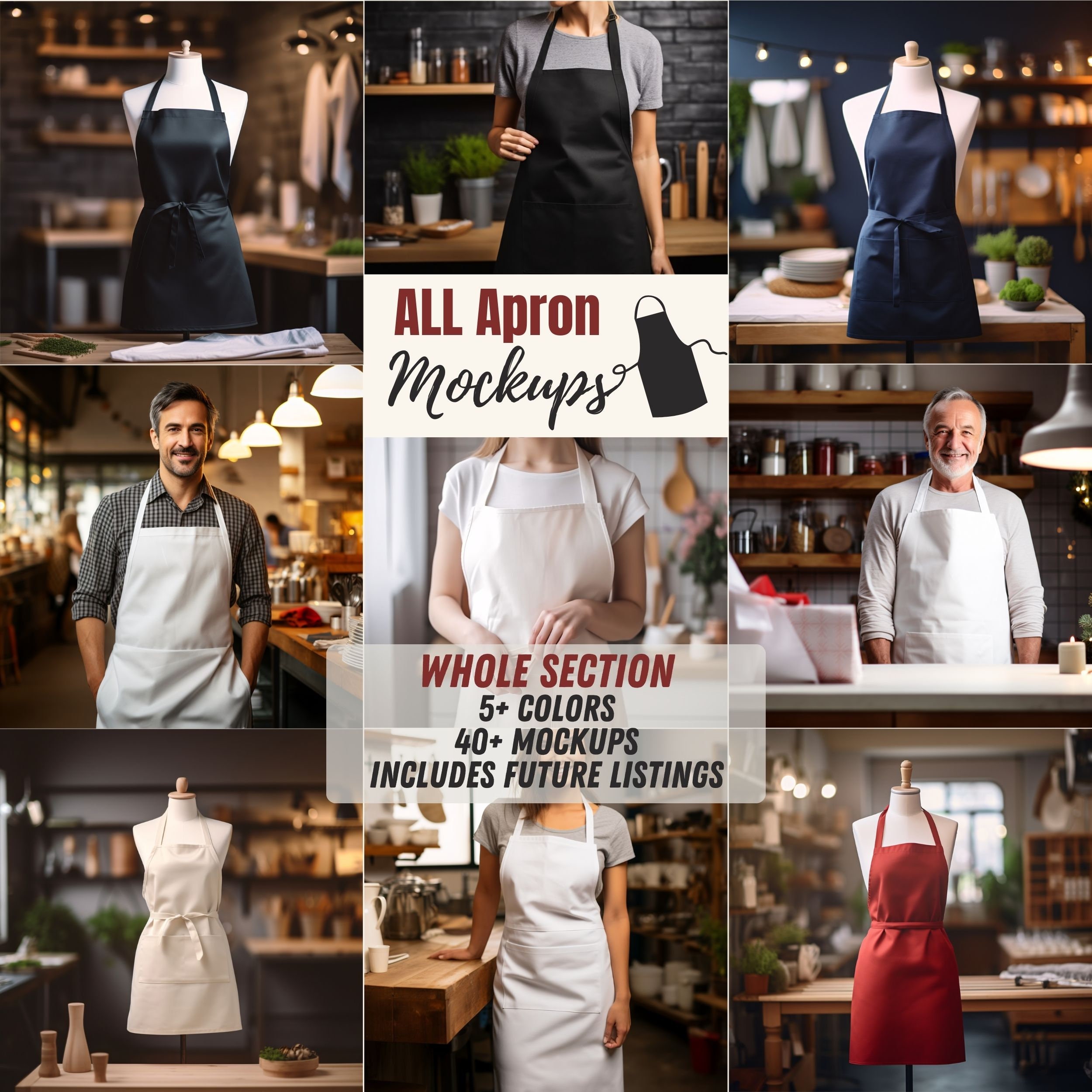 BIG Apron Mockup Bundle Kitchen Apron Mockups Chef Apron Mockups Men ...
