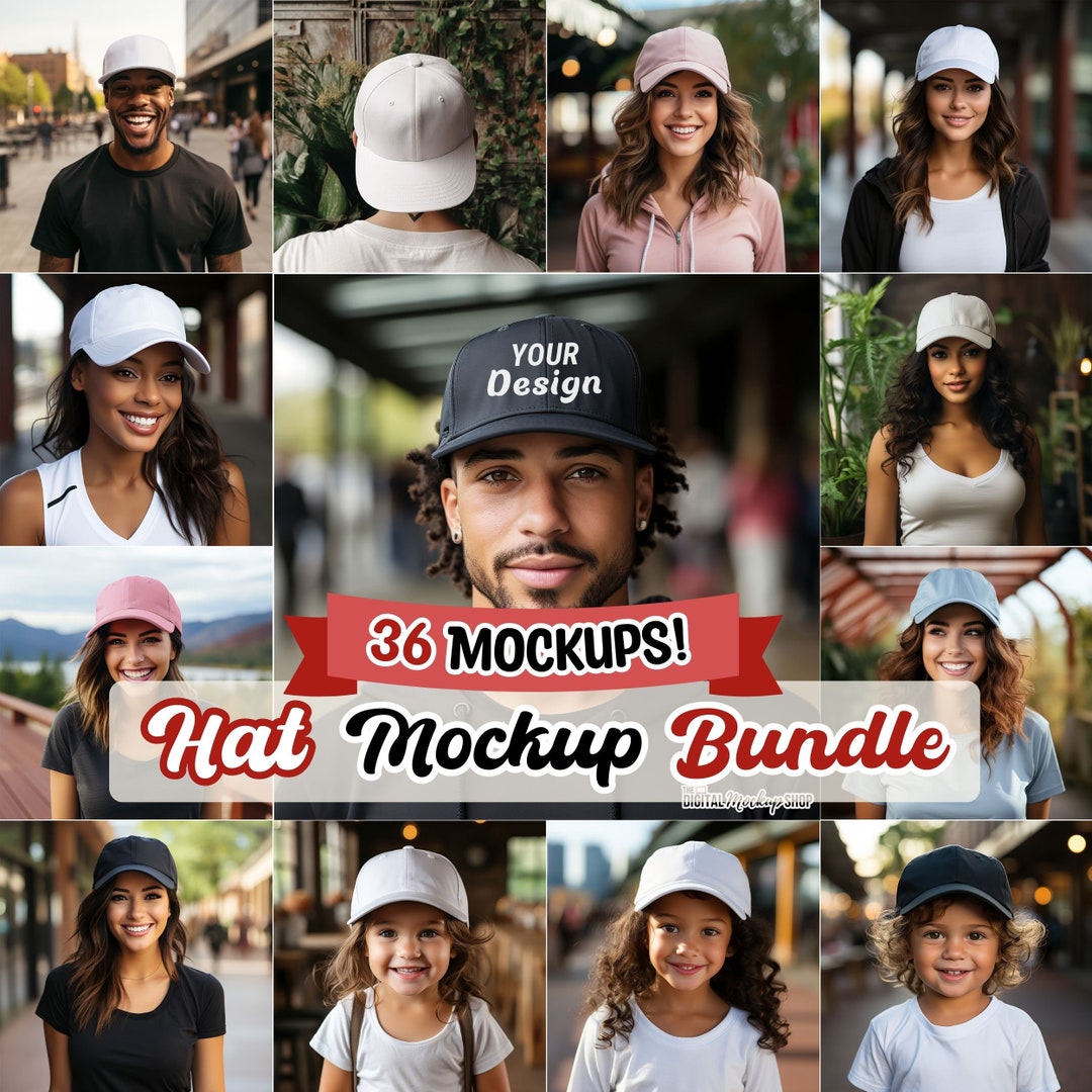 BIG Hat Mockup Bundle | Cap Mockup | Hat Mockup | Dad Hat Mockup ...