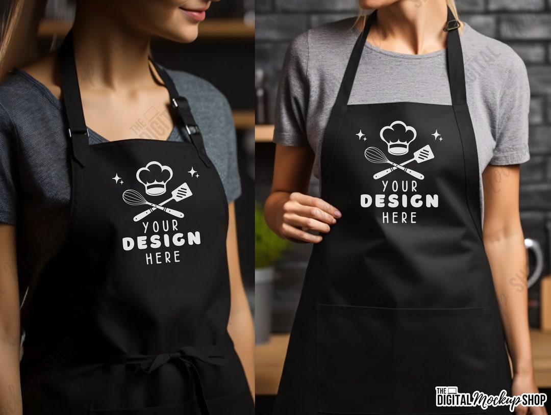 2x Black Apron Mockup | Kitchen Apron Mockup | Chef Apron Mockup ...