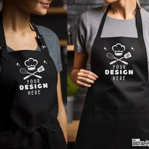 2x Black Apron Mockup | Kitchen Apron Mockup | Chef Apron Mockup ...