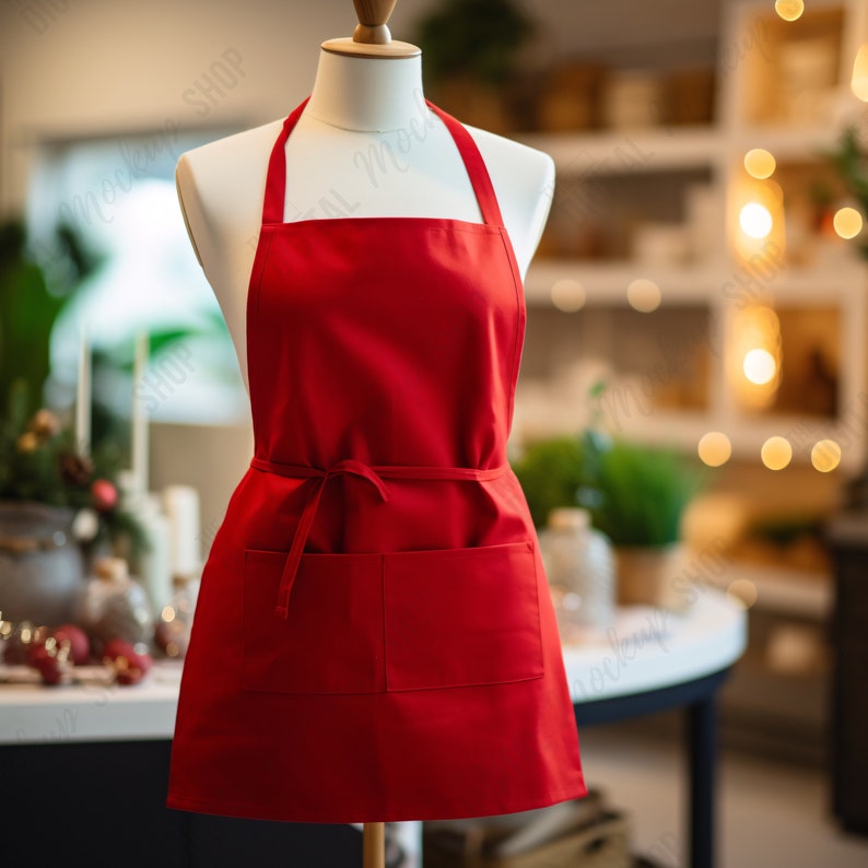 Red Apron Mockup: Kitchen, Chef, Barista (JPEG IMAGE) - Etsy