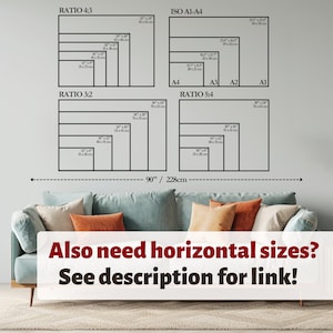 Wall Art Size Guide Template: Vertical Print Chart (canva Editable PDF ...