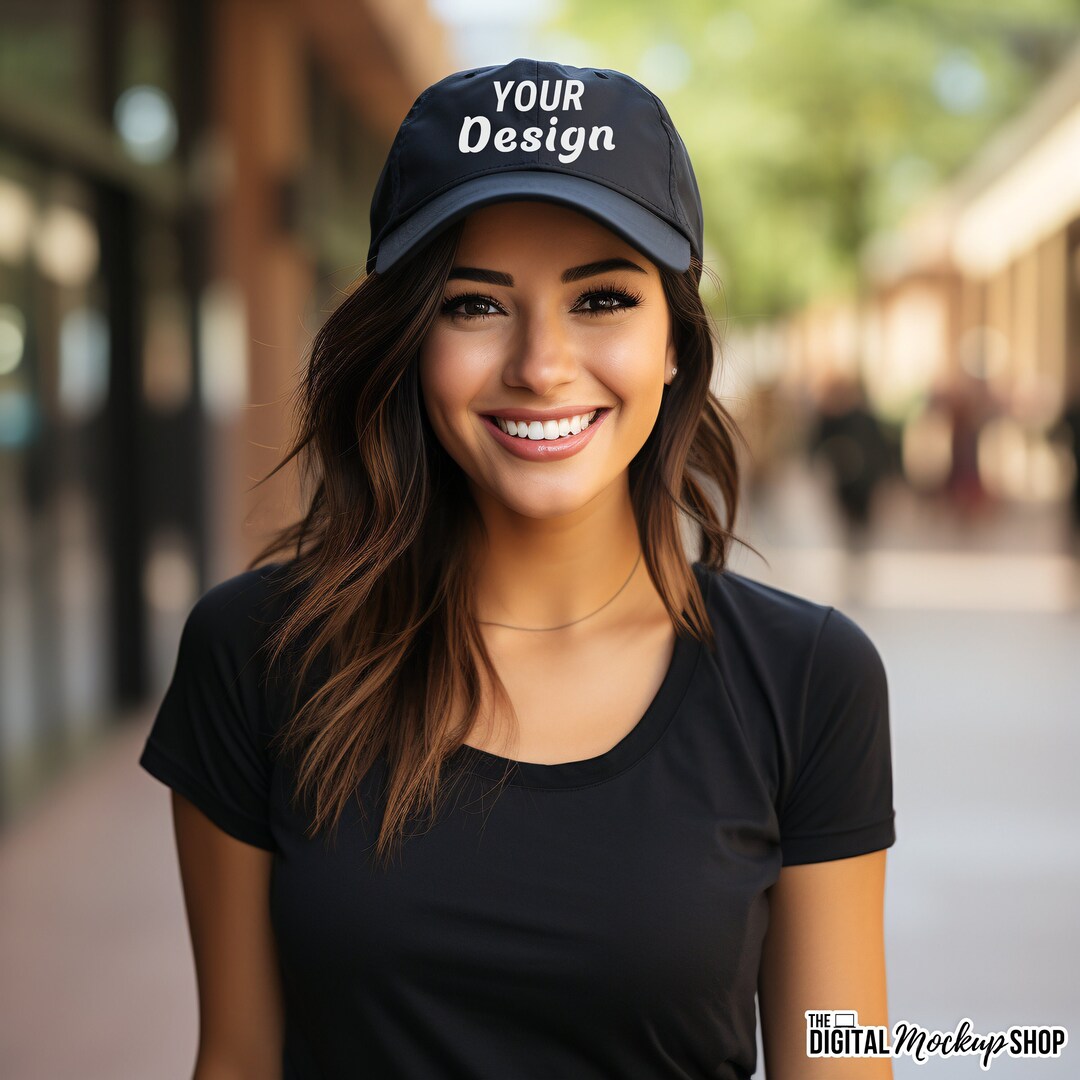 Black Cap Mockup | Woman Hat Mockup | Hat Model Mockup | Baseball Cap ...