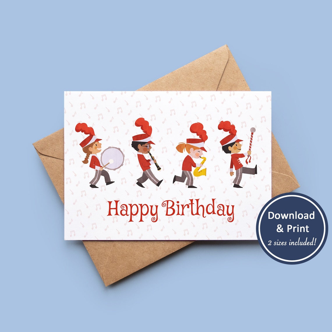 Printable Marching Band Musical Birthday Card | Digital Greeting Card ...