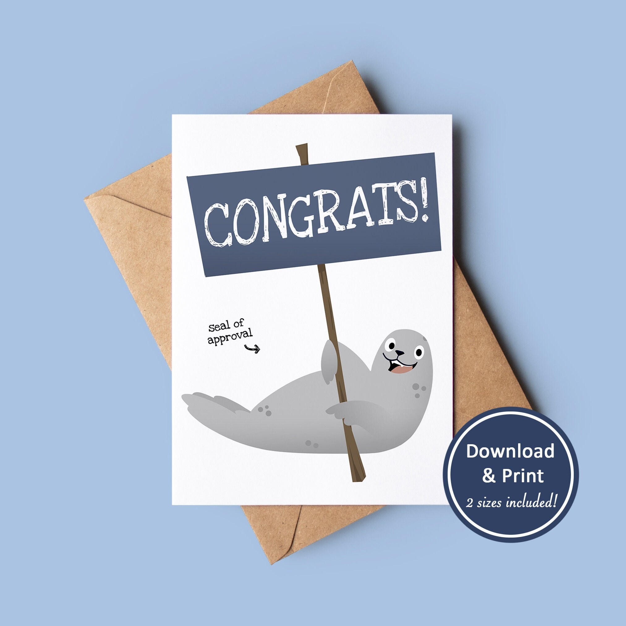Printable Congratulations Seal of Approval Card | Digital Greeting Card ...