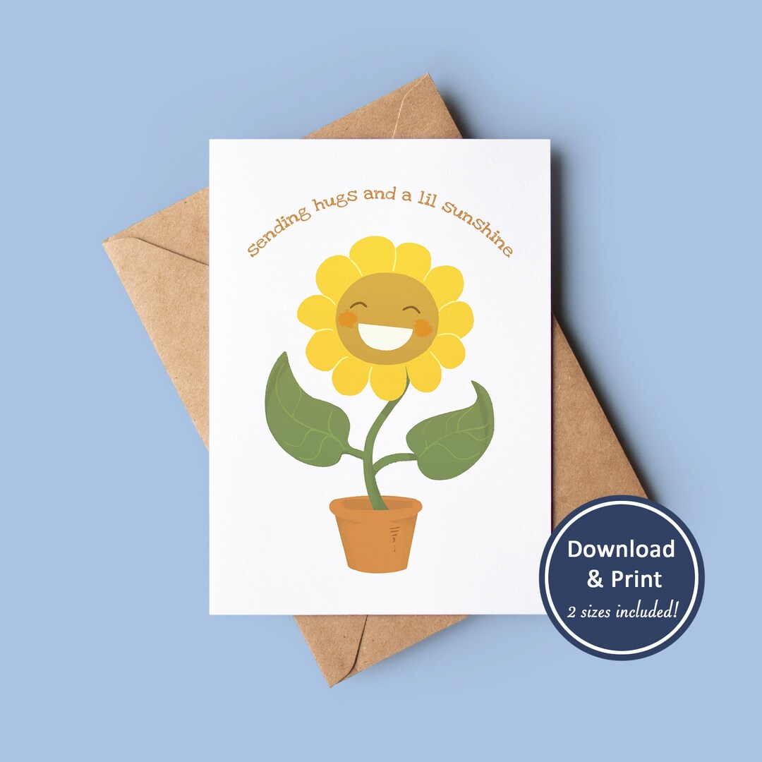 Printable Sunflower Thinking of You Card | Friendship Card | Digital ...