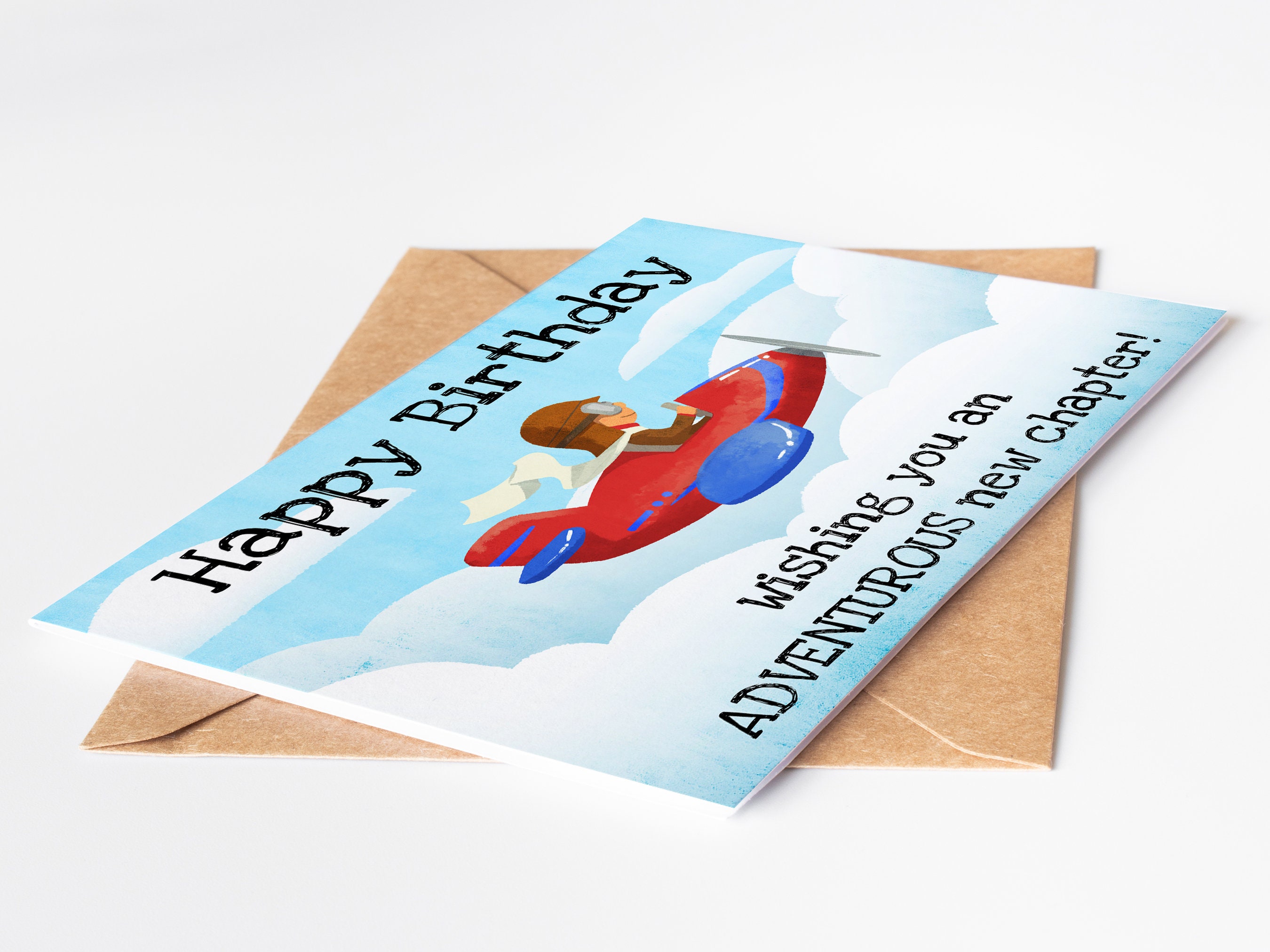 Printable Airplane Birthday Card Digital Greeting Card Instant Download ...