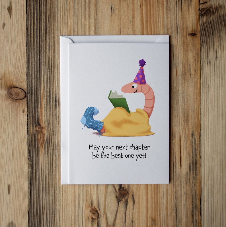 Printable Bookworm Birthday Card Digital Greeting Card Instant Download ...