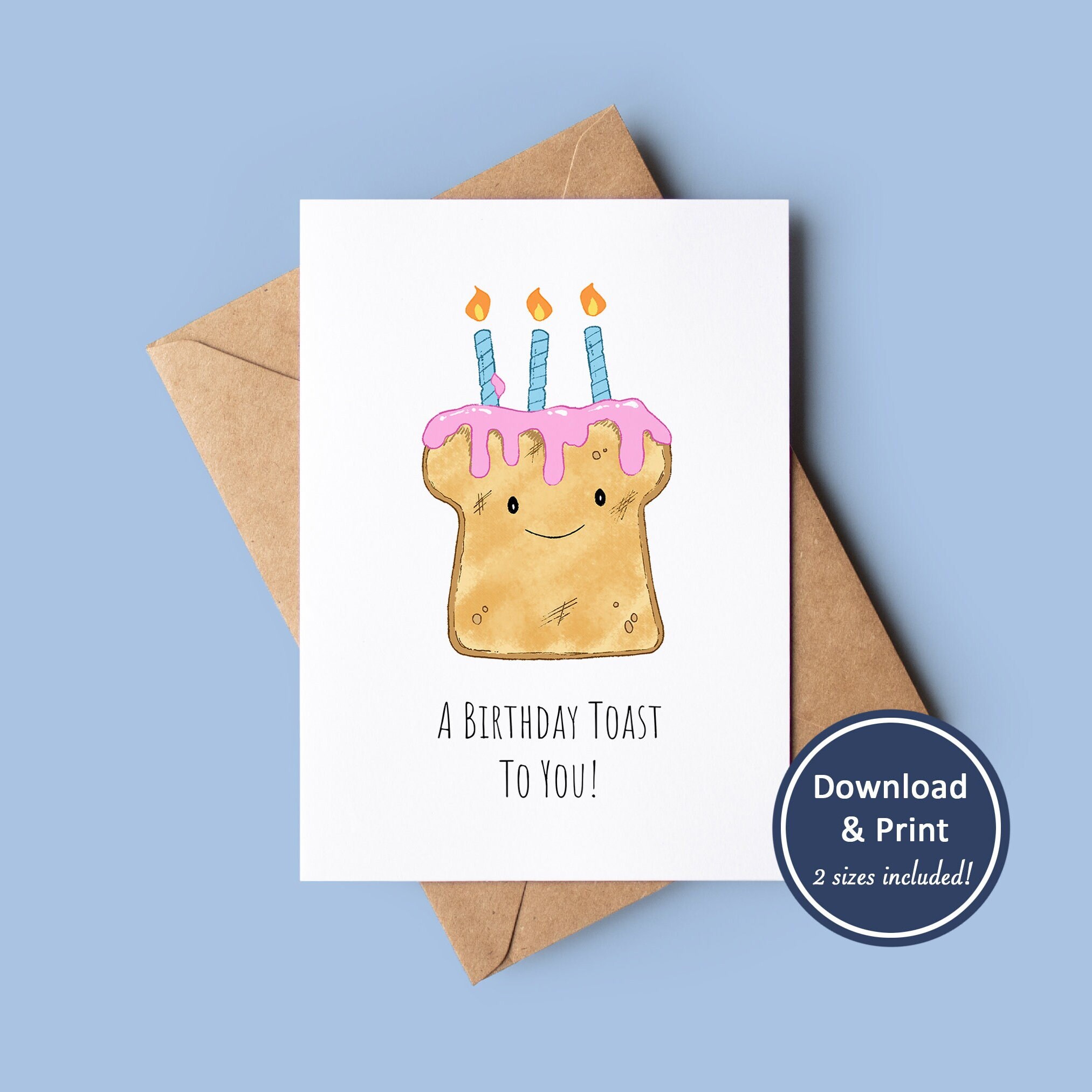 Printable Birthday Toast Card | Digital Greeting Card | Instant ...