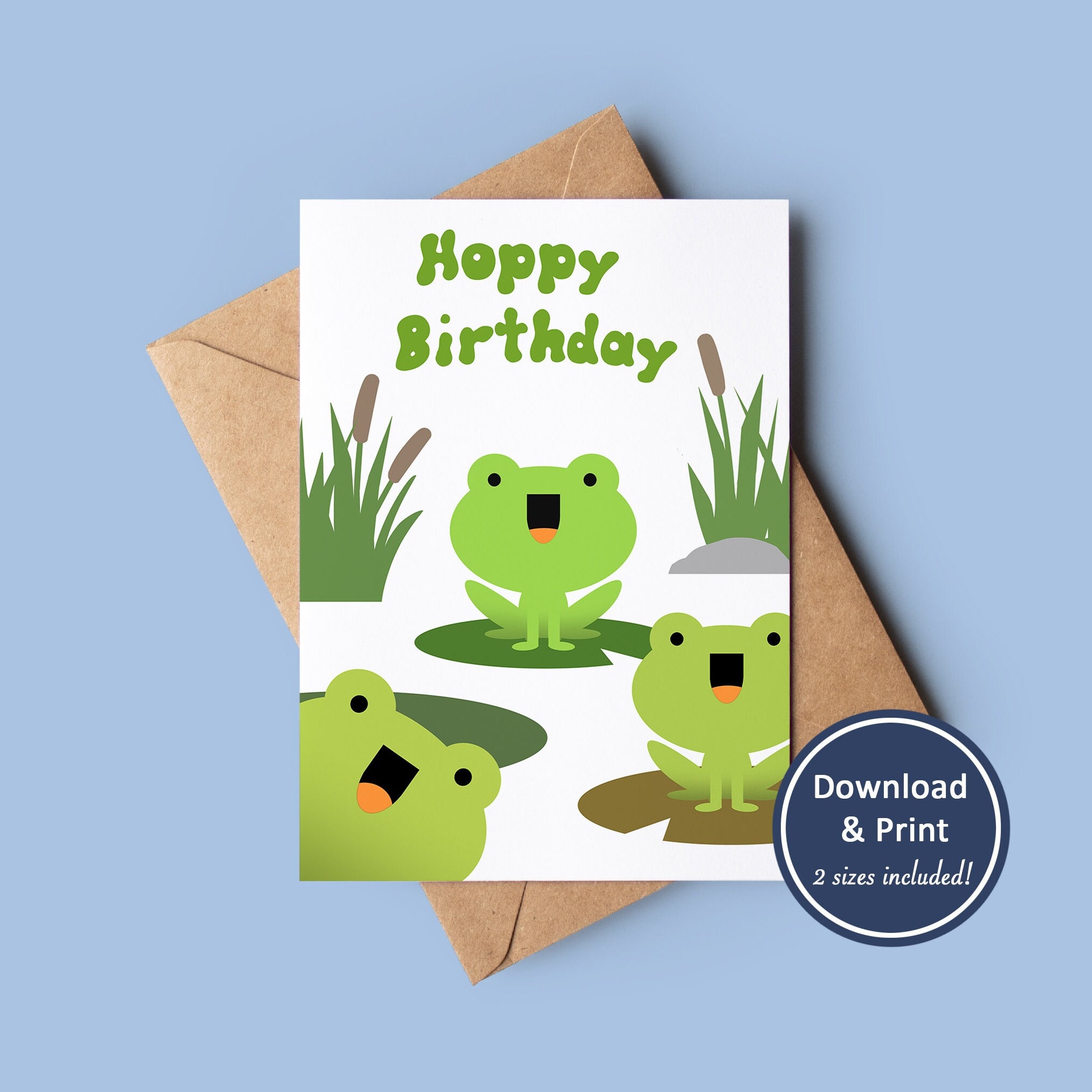 Printable Frog Birthday Card | Digital Greeting Card | Instant Download ...