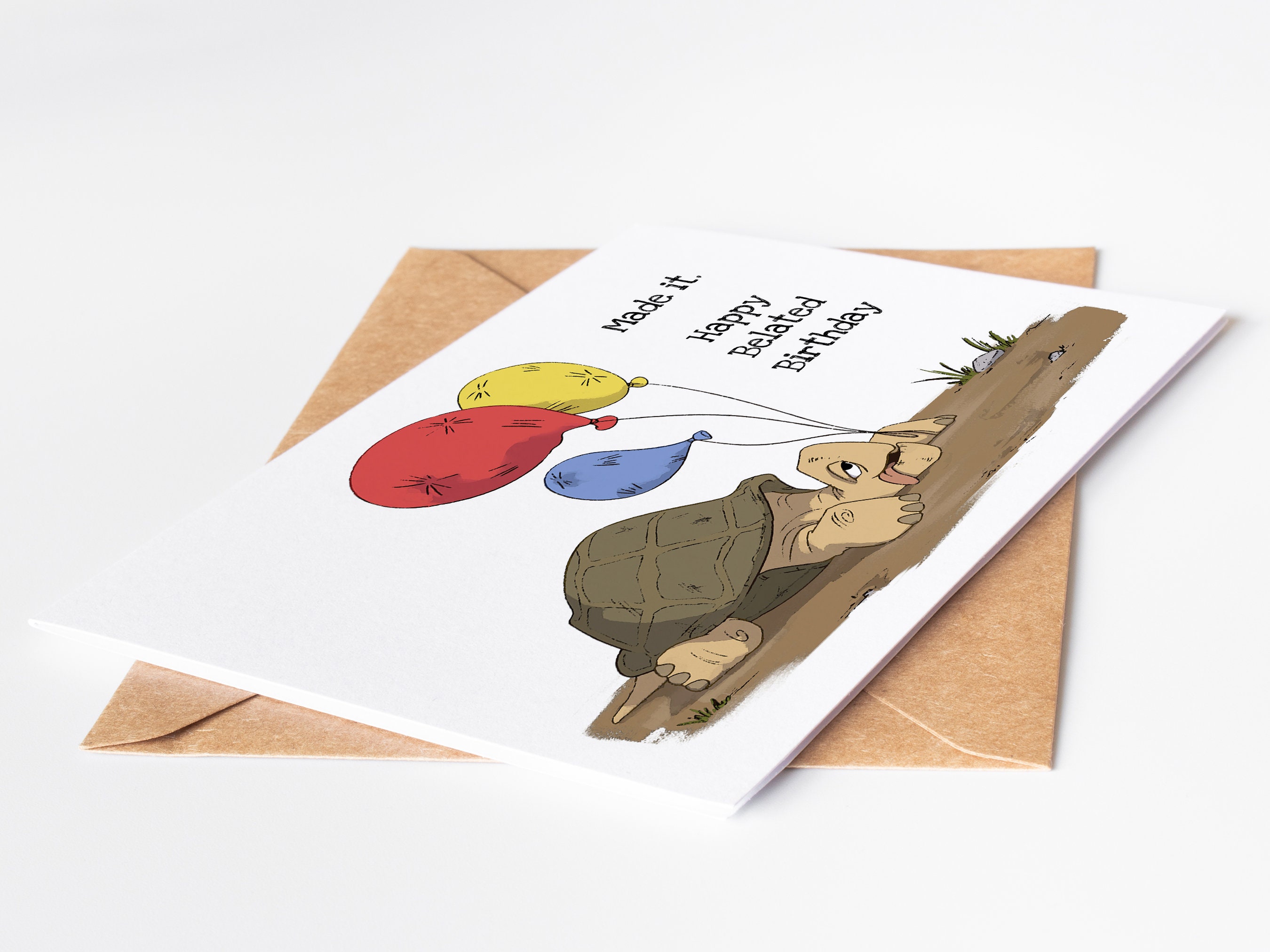 Printable Tortoise Belated Birthday Card | Digital Greeting Card ...