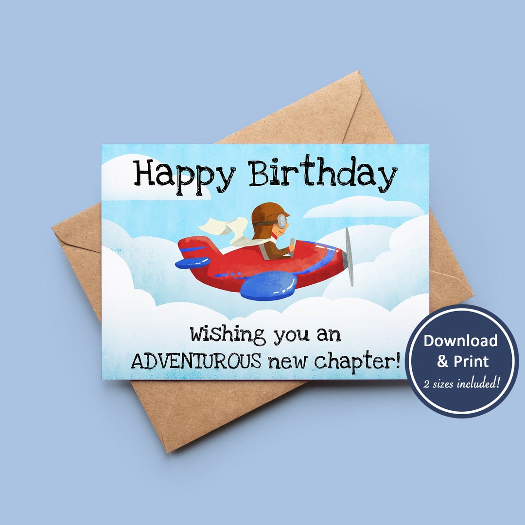 Printable Airplane Birthday Card | Digital Greeting Card | Instant ...