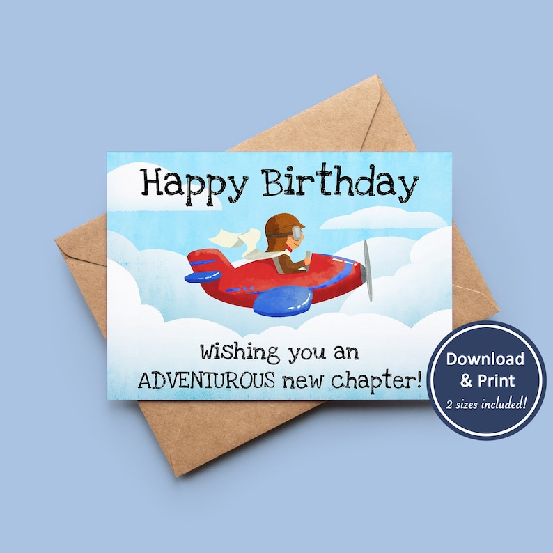 Printable Airplane Birthday Card | Digital Greeting Card | Instant ...