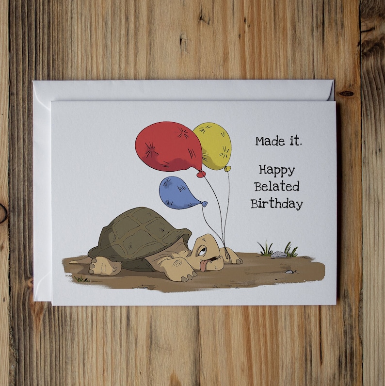 Printable Tortoise Belated Birthday Card | Digital Greeting Card ...