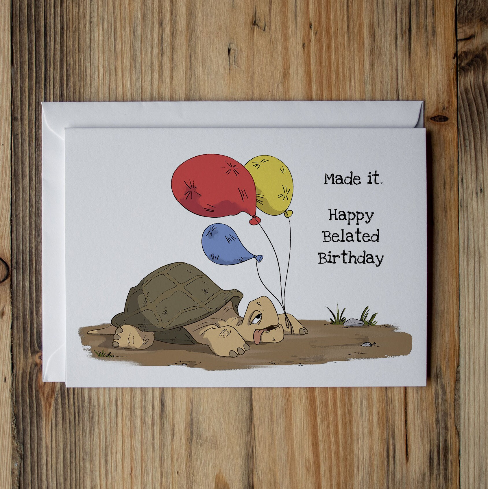 Printable Tortoise Belated Birthday Card | Digital Greeting Card ...