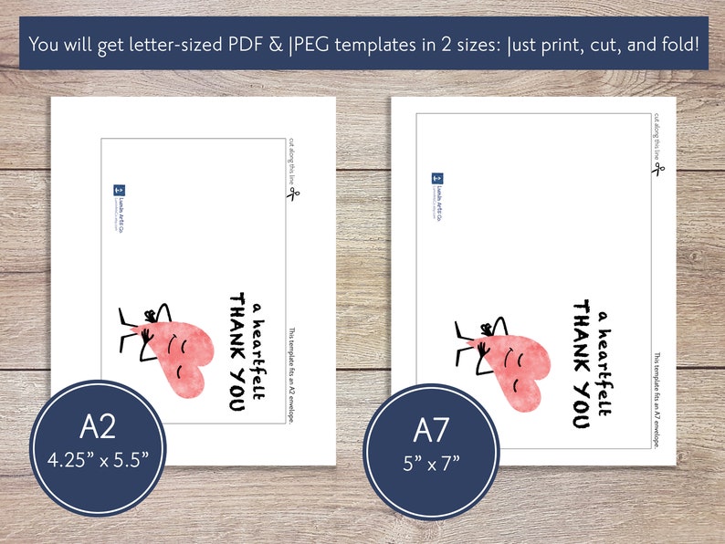 Printable Heart Thank You Card | Digital Greeting Card | Instant ...