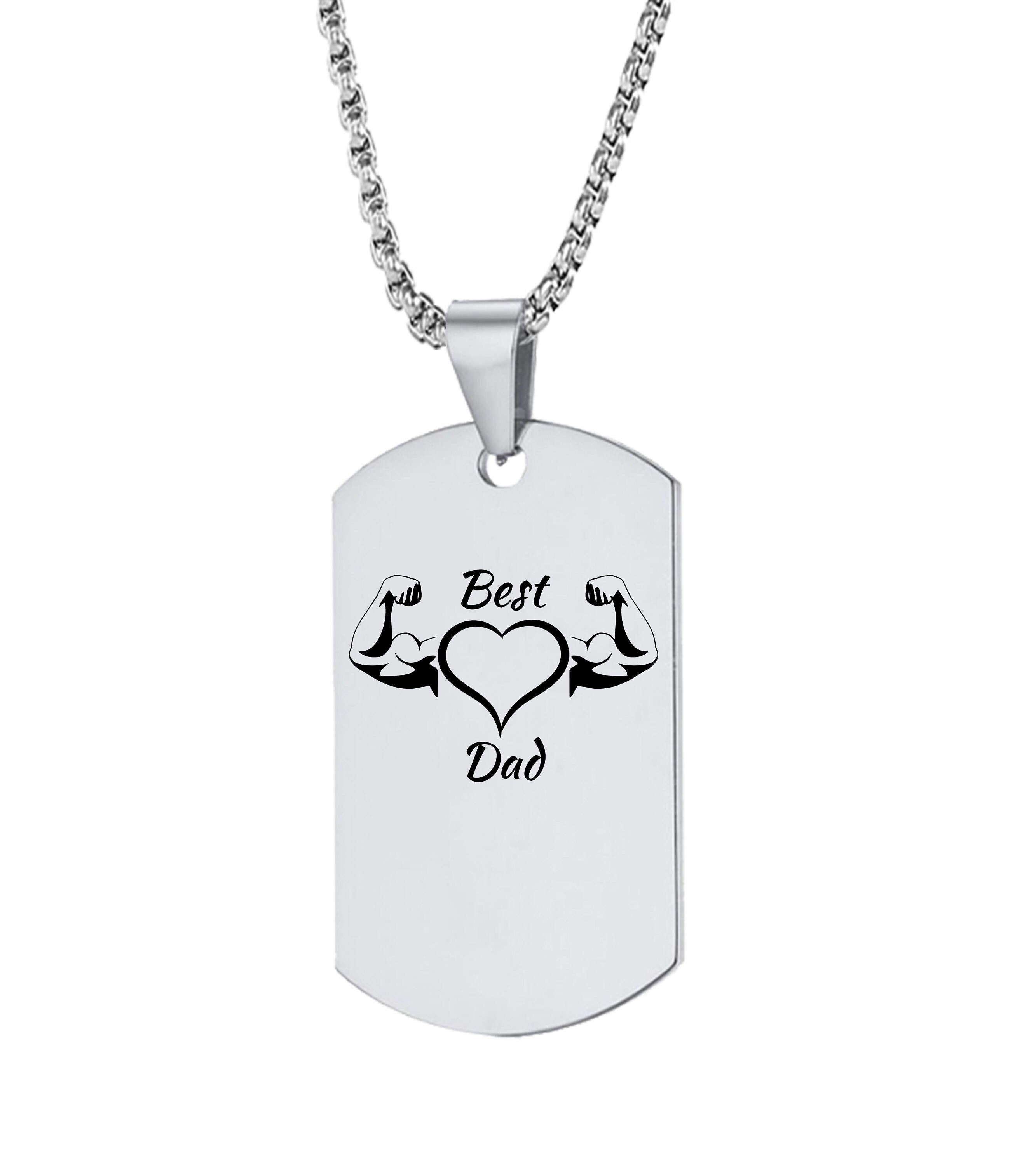 Best Dad Pendant Necklace Engraved Jewelry Dog Tag - Etsy