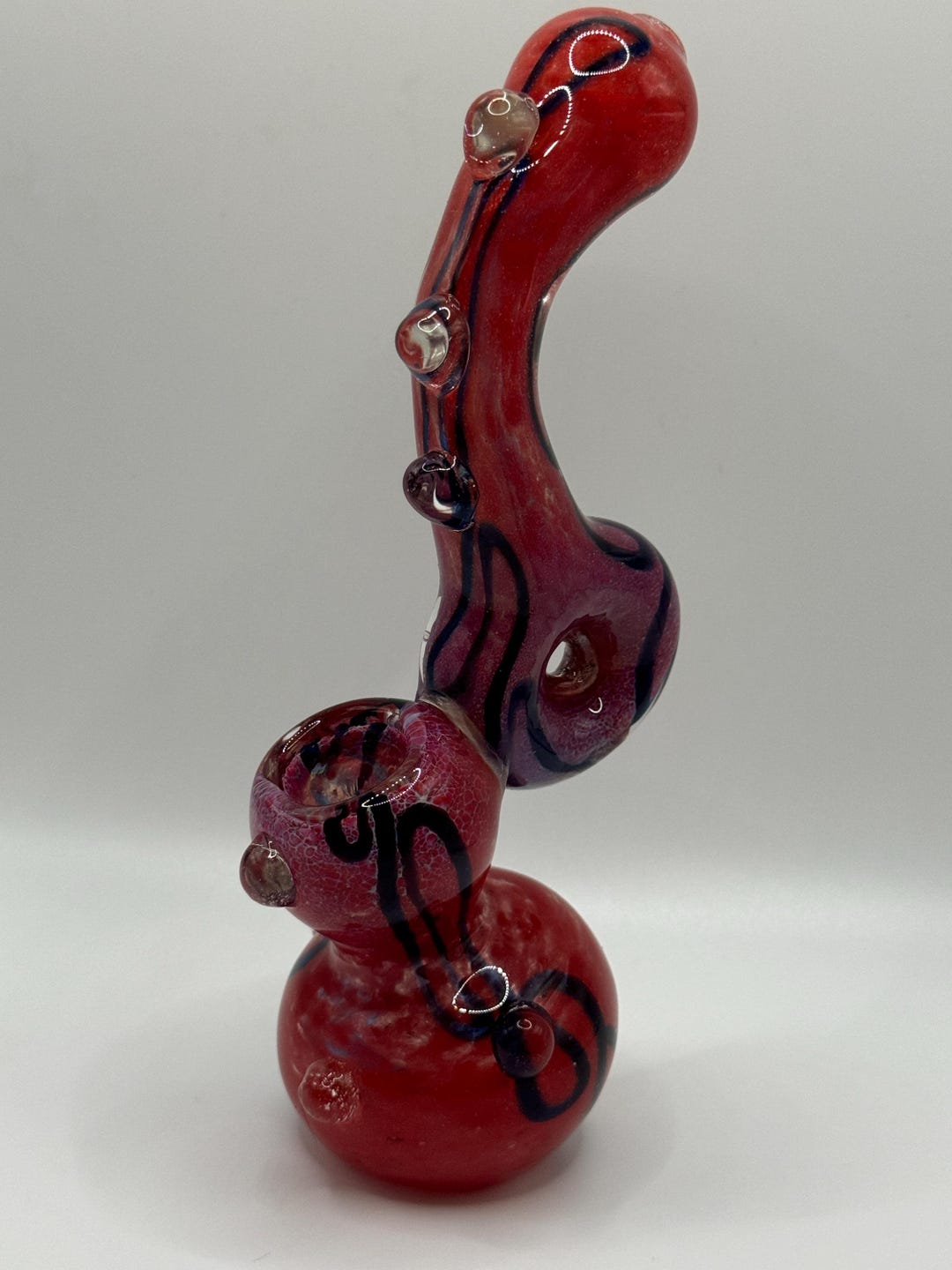 Red Frit and Inside Out Hammer Style Glass Pipe With a Doughnut in the ...