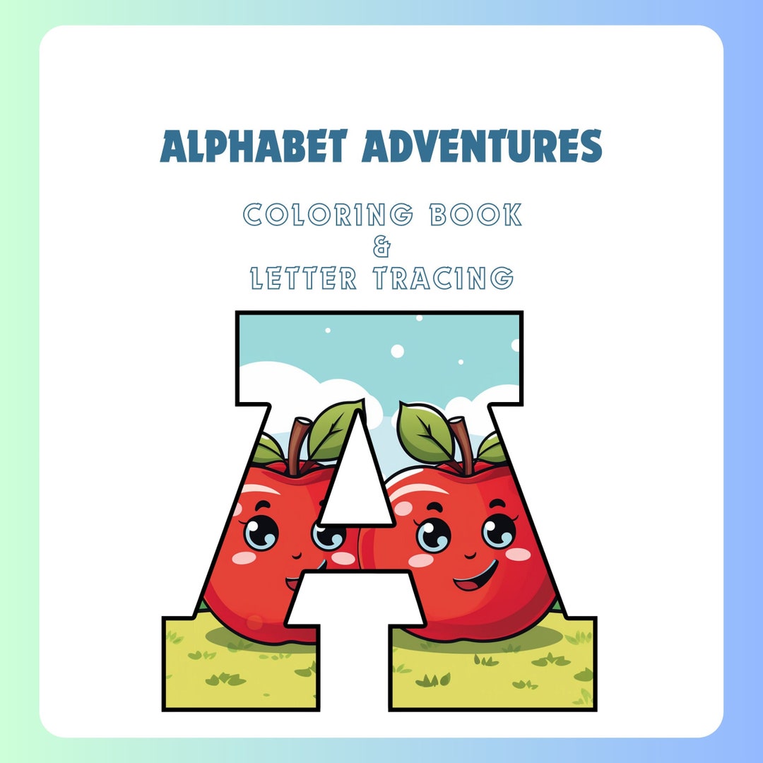 Kids Alphabet Adventures Coloring Book & Letter Tracing - Etsy