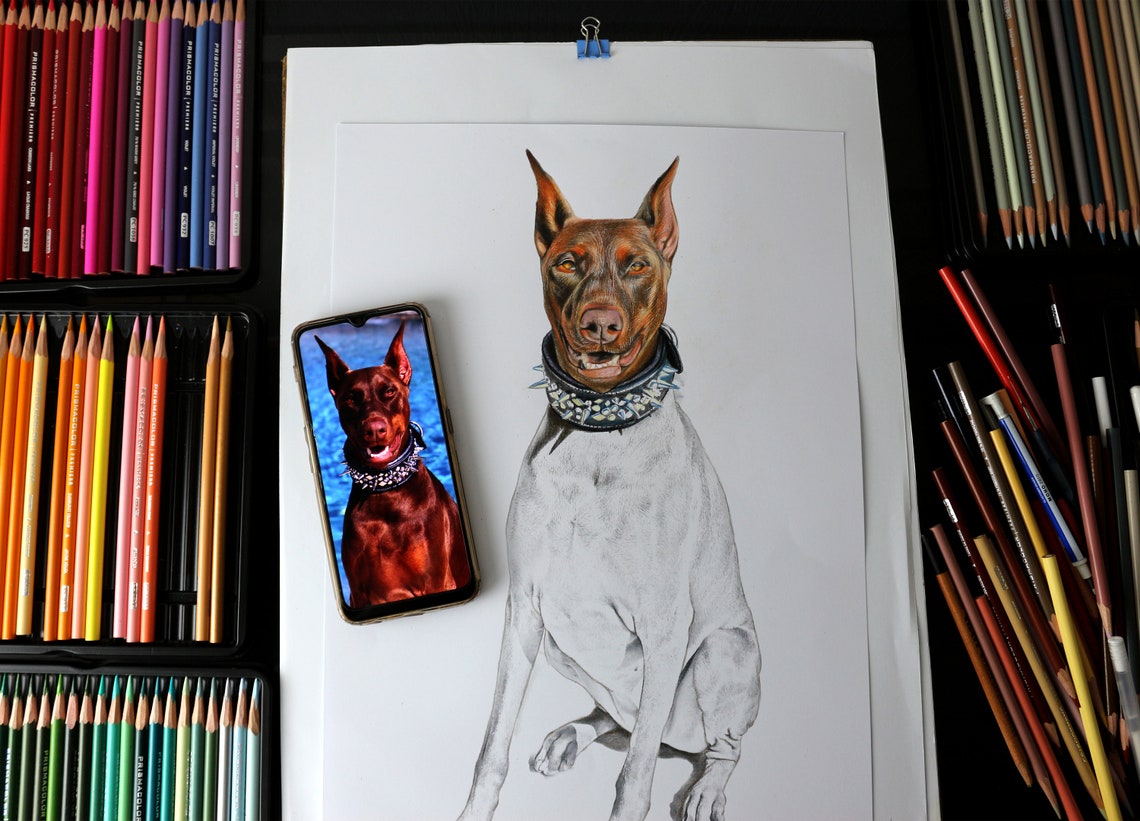 Pet Portrait Custom Dog / Original Pet Drawing: Turn Your - Etsy