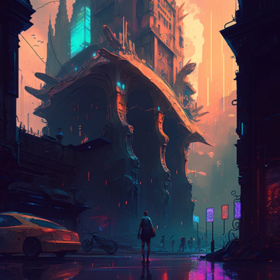 Cyberpunk City Downloadable Wall Art - Etsy