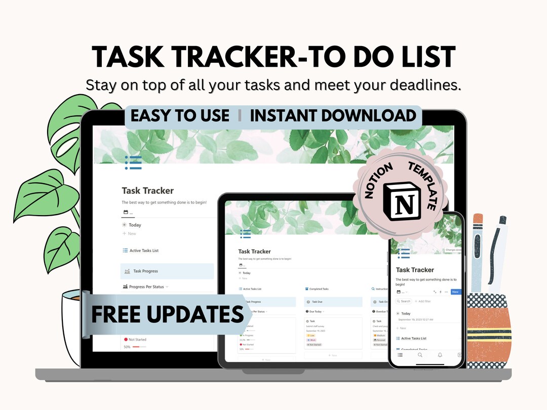 Task Tracker Notion to Do List Notion Template Task - Etsy