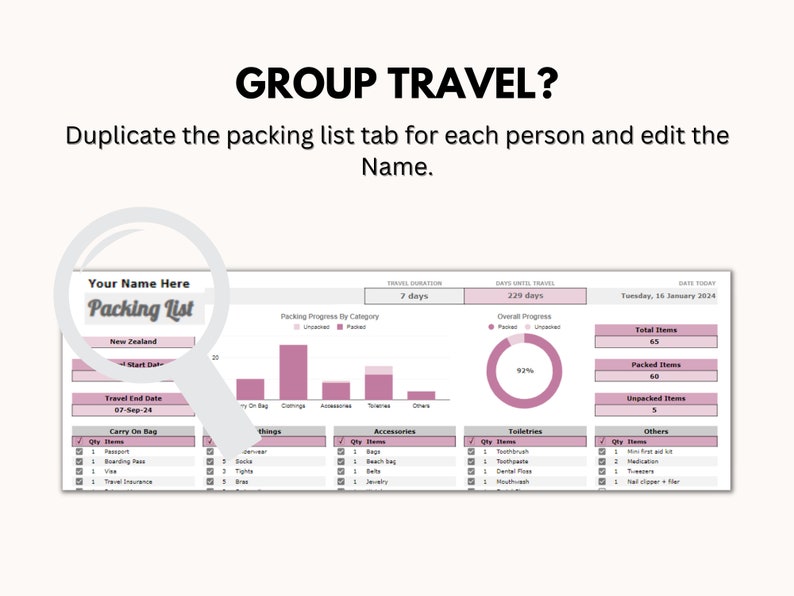 Travel Planner Spreadsheet Google Sheets, Travel to Do List, Travel ...