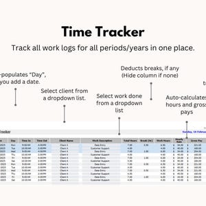 Weekly Timesheet With Invoice Spreadsheet Template - Clock in Clock Out ...