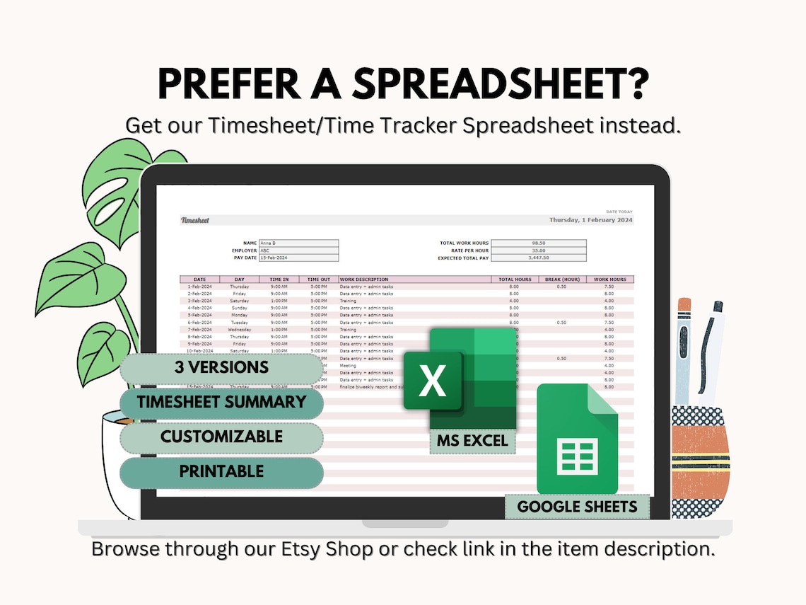 Automated Timesheet Notion Template, Weekly Timesheet, Clock in Clock ...