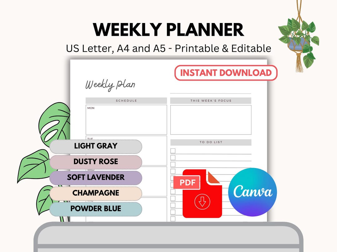 Weekly Planner Printable | Weekly Schedule, to Do List, Habit Tracker ...