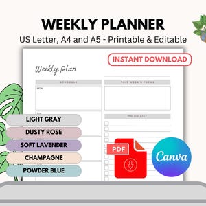 Weekly Planner Printable | Weekly Schedule, to Do List, Habit Tracker ...