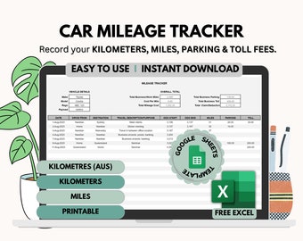 Mileage Deduction Spreadsheet Business Mileage Tracker Self - Etsy