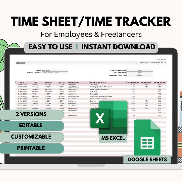 Timesheet - Etsy