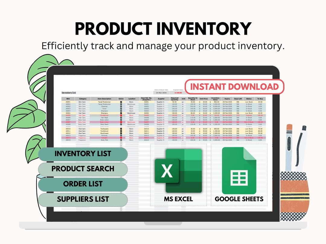 Inventory Tracker, Small Business Stock Management - Google Sheets ...