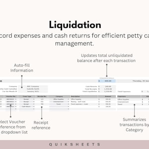 Petty Cash Fund Template | Liquidation and Expense Tracking Spreadsheet ...