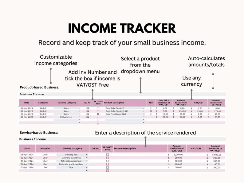 Tax Deductions Tracker Spreadsheet for Small Business - Track Expenses ...