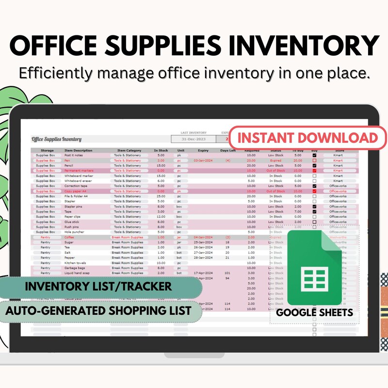 Inventory Template - Etsy