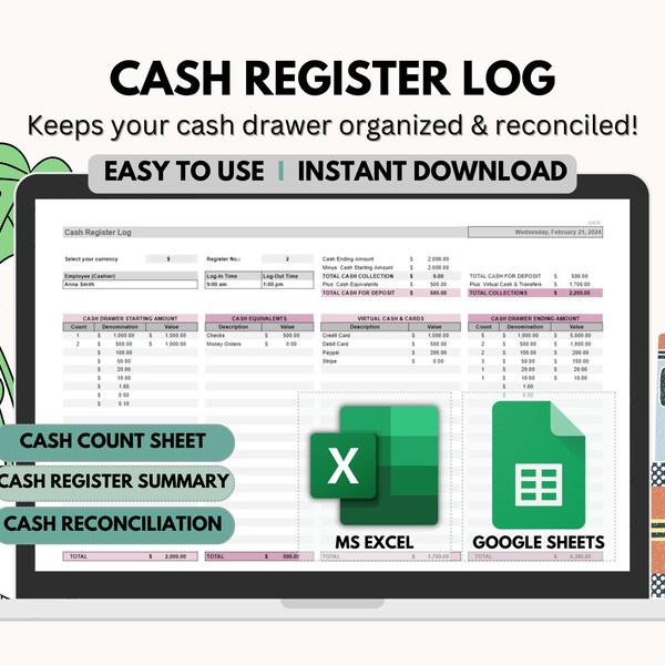 Cash Drawer Count Sheet - Etsy