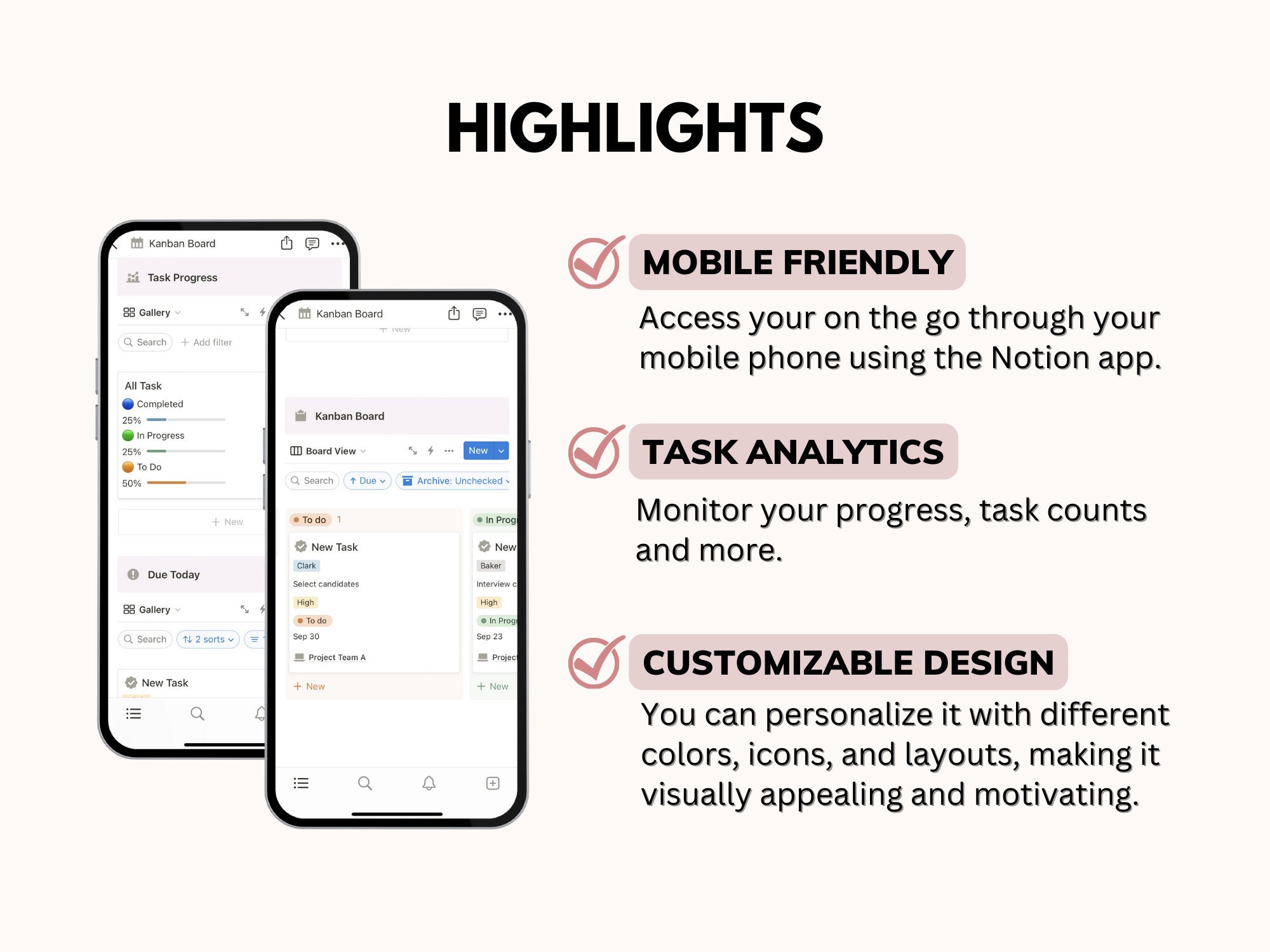 Task Tracker Kanban Board Notion Template To Do List Notion Dashboard Project Planner Notion