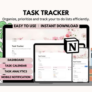 Task Tracker Notion, to Do List Notion Template, Task Management Notion Planner, Aesthetic ...